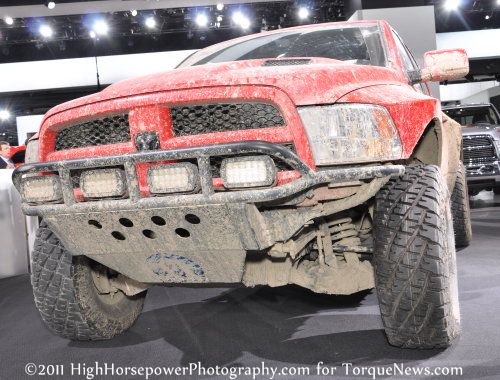 A low front end shot of the Mopar Ram Runner | Torque News